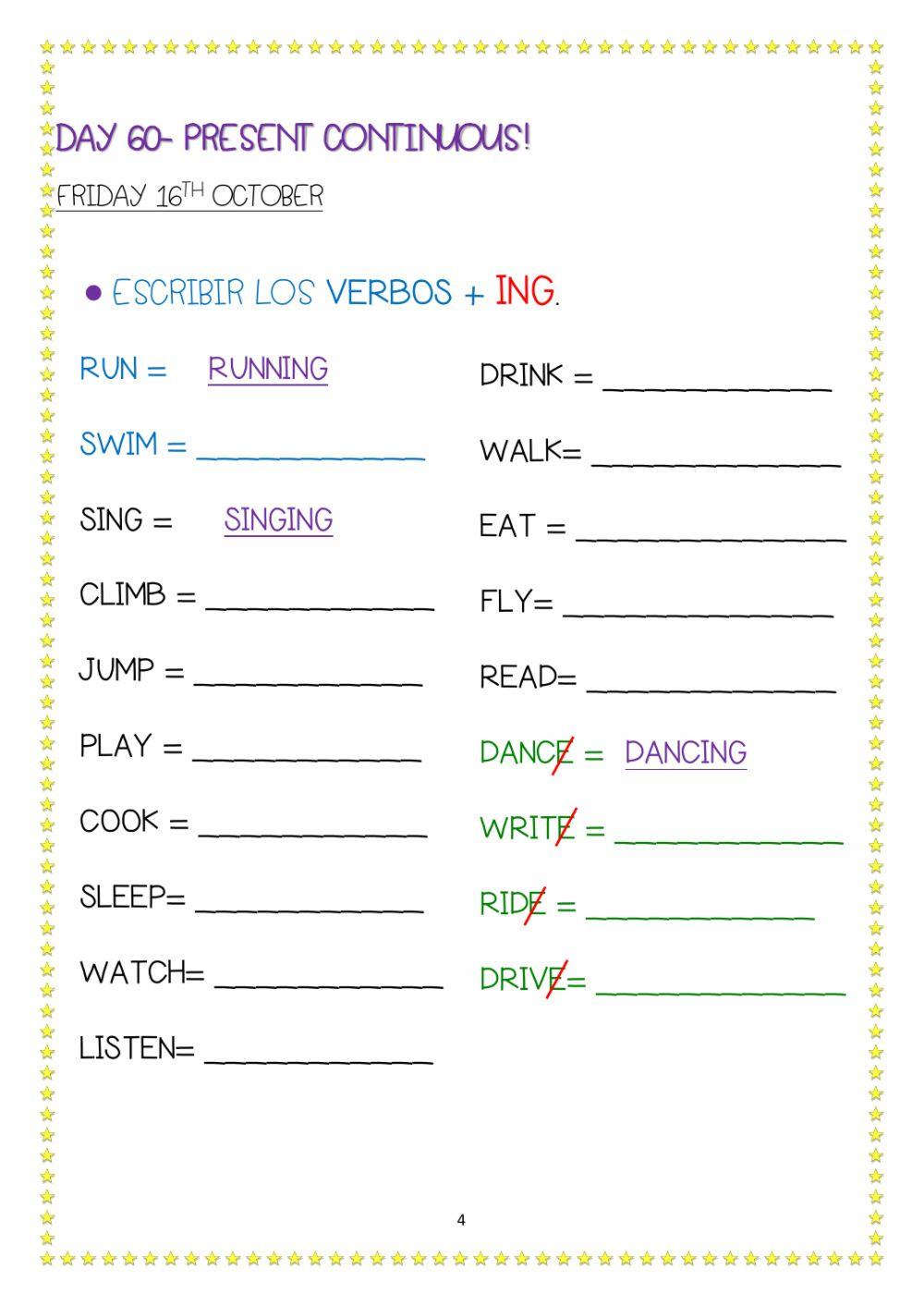 Present continuous 0342 | anarawson | Live Worksheets