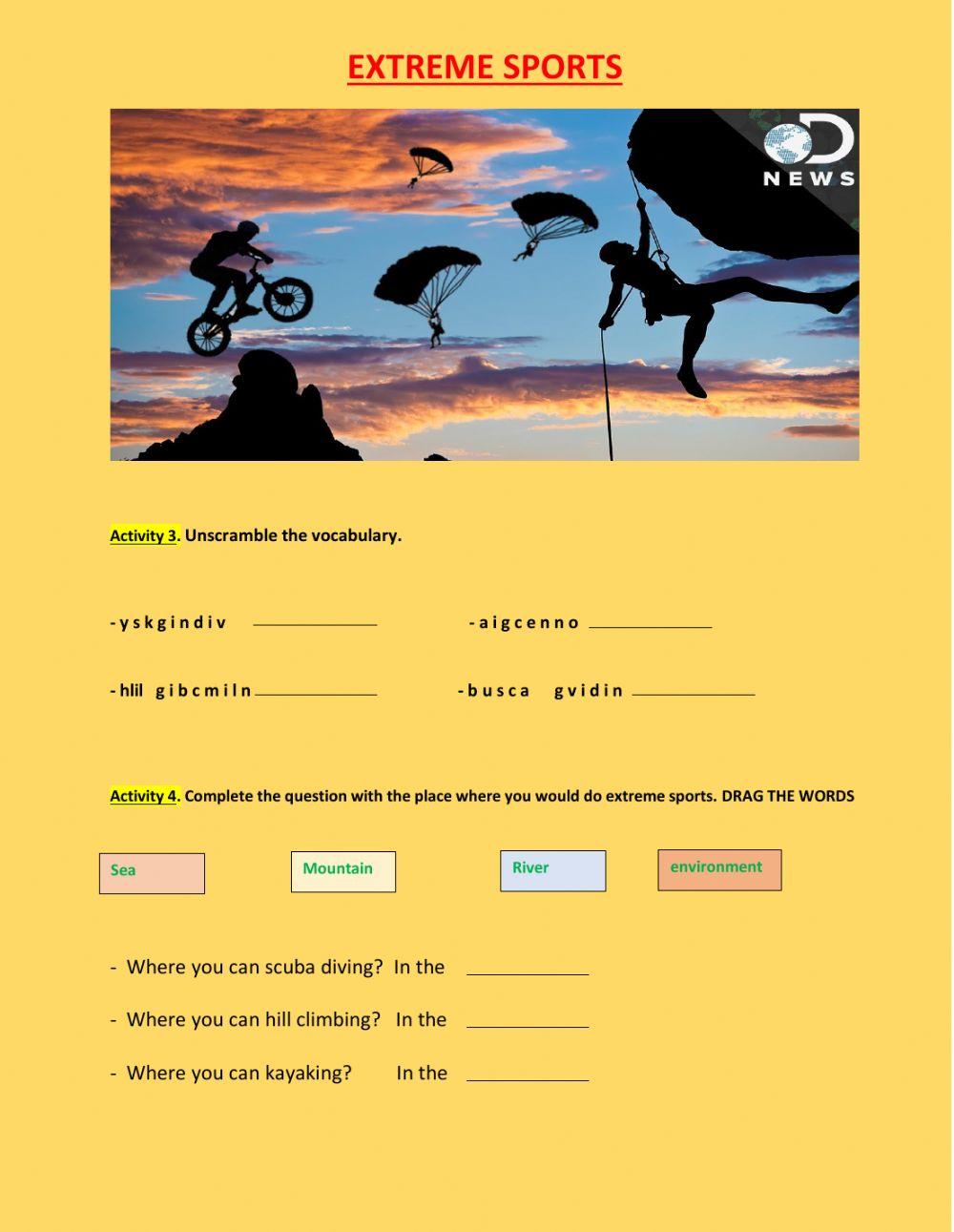 6198735 | extreme sports | Sofia Ponce | LiveWorksheets