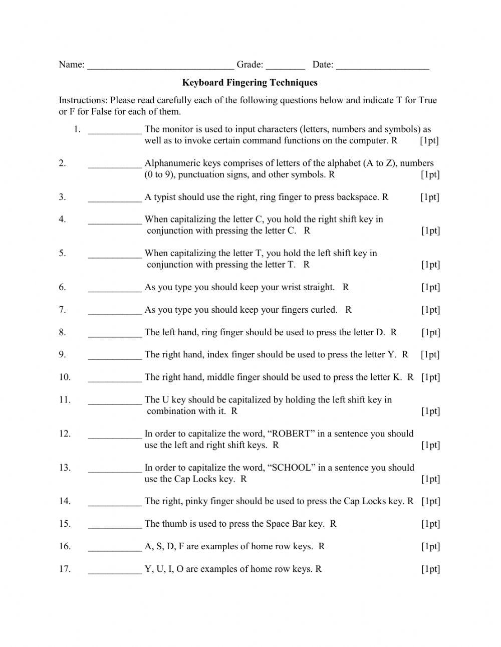 Keyboarding Fin… | Free Interactive Worksheets | 469446