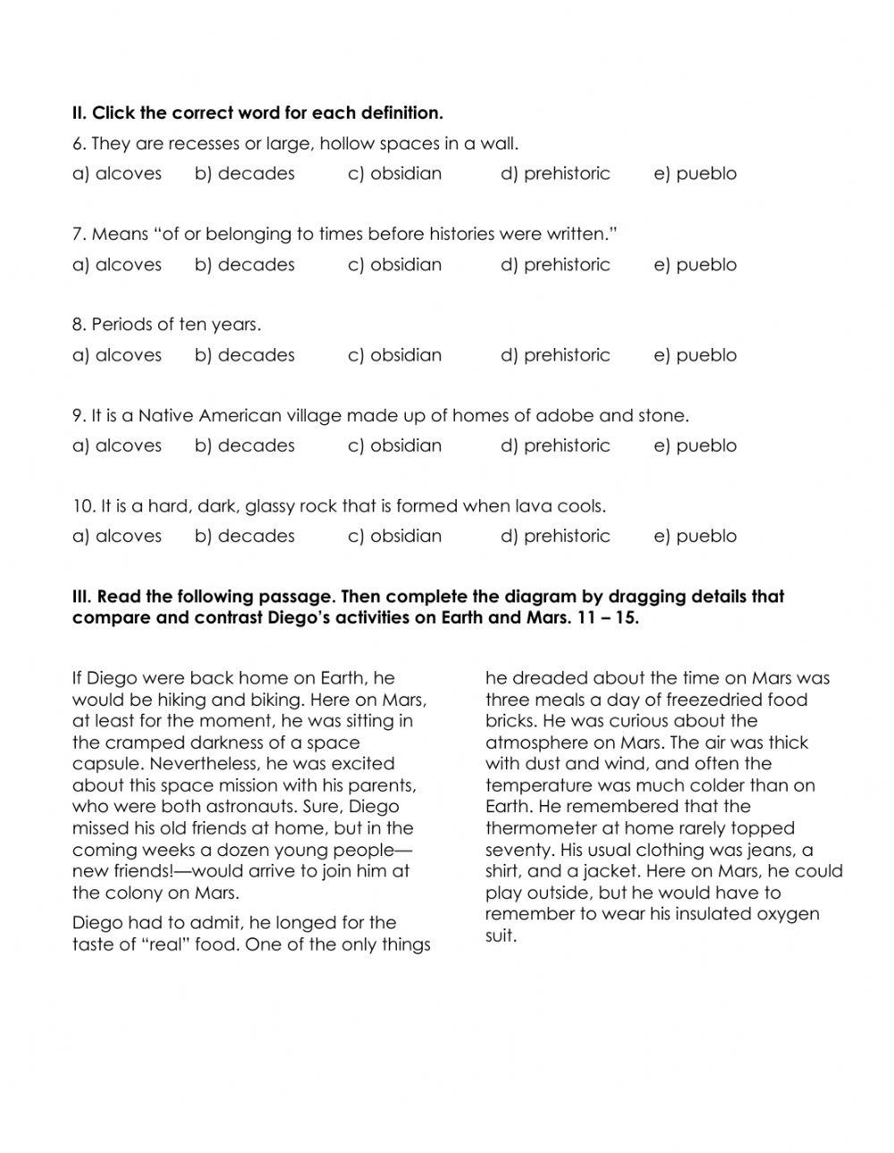 Reading November Exam Online Exercise For 6 Live Worksheets