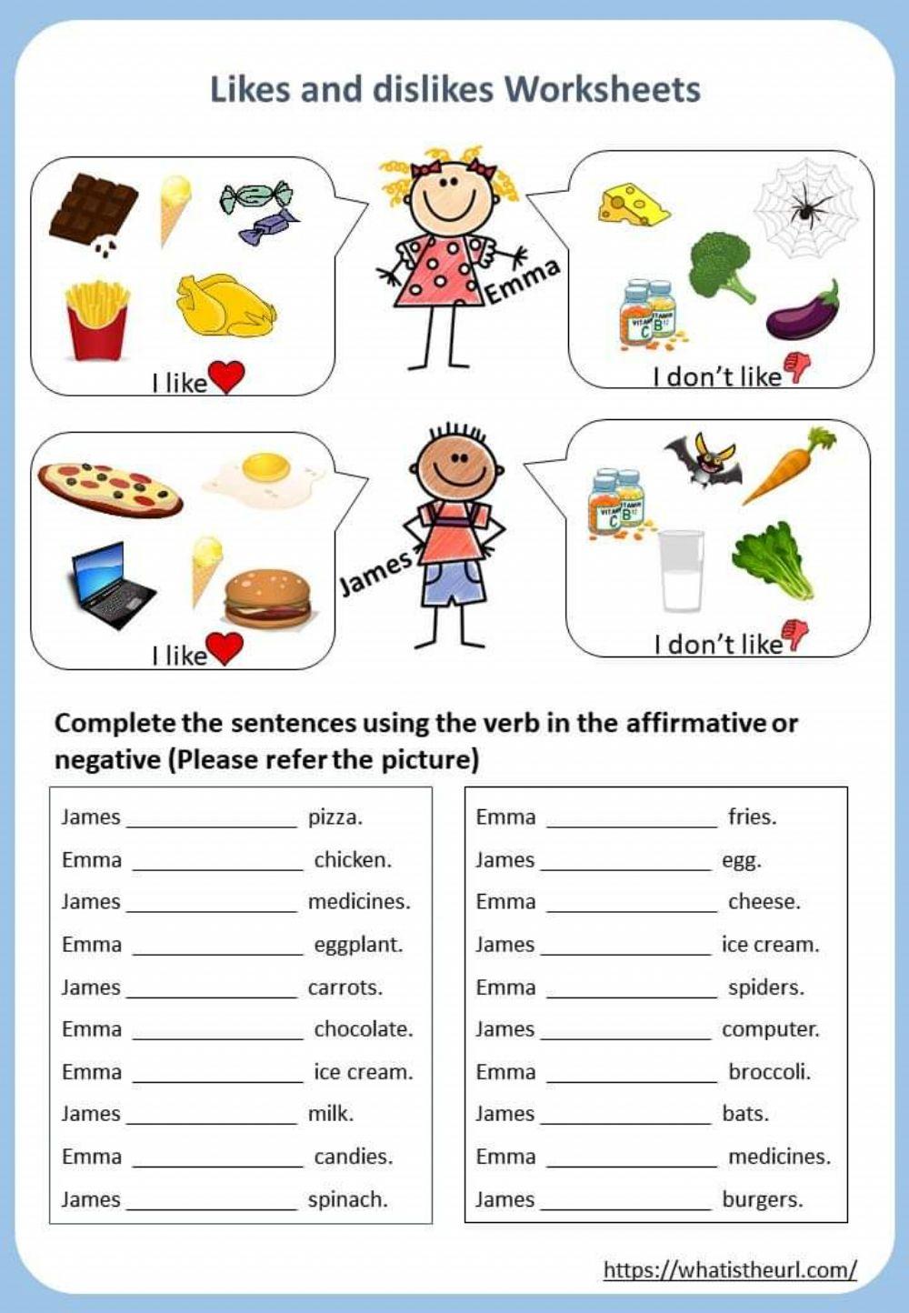 Likes and Dislikes online exercise for Grade 4 | Live Worksheets