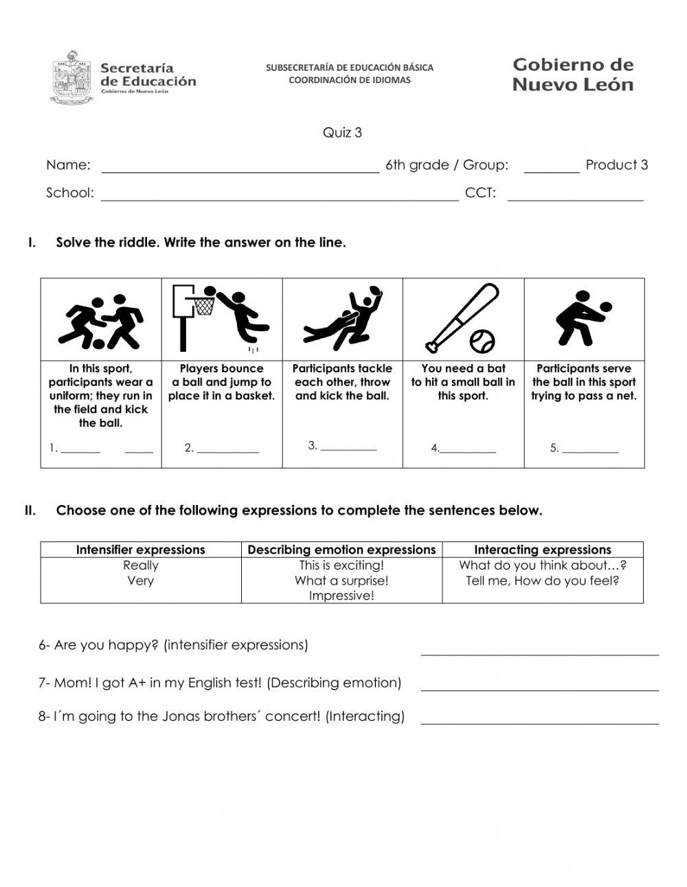 Quiz 3 interactive activity | Live Worksheets