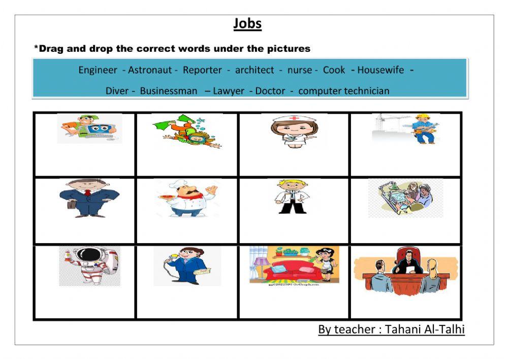 Jobs online exercise for grade 6- | Live Worksheets