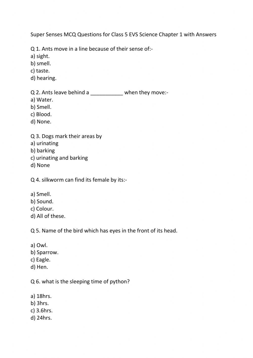Mcq activity for 4 | Live Worksheets