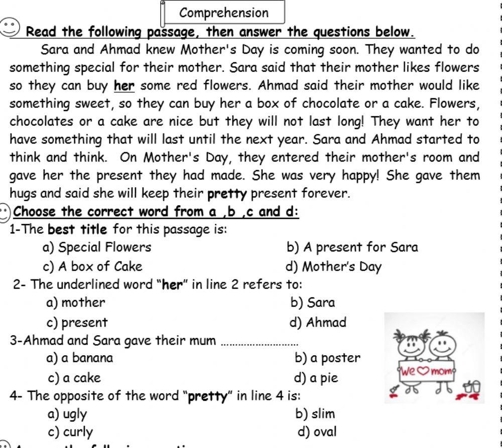 Reading Comprehension Class 4 1 Online Exercise For Live Worksheets
