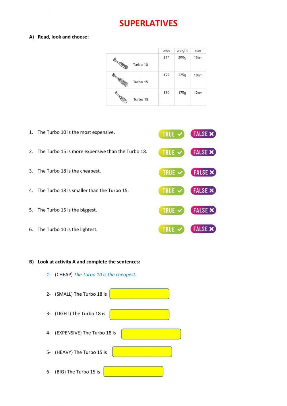 Superlatives | Free Interactive Worksheets | 550894