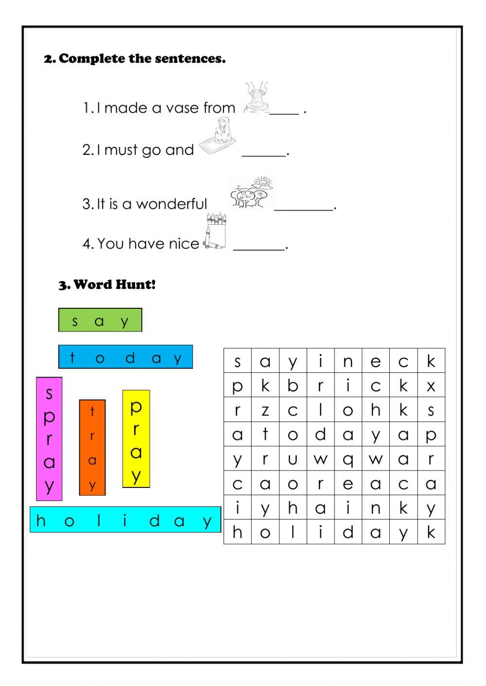 Lesson 55:sound AY worksheet | Live Worksheets
