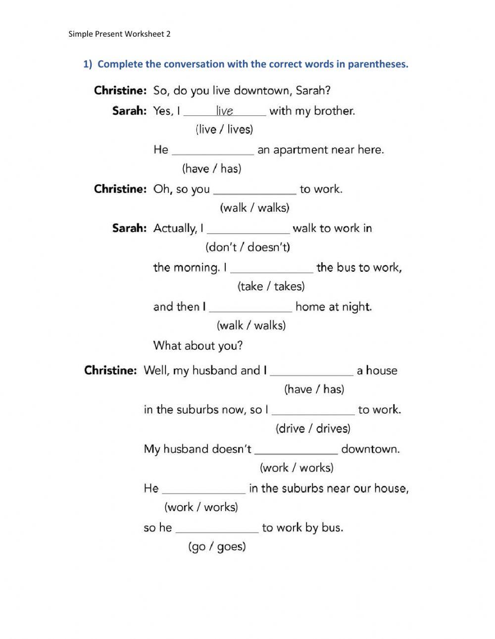 Present Simple online exercise for Basic | Live Worksheets