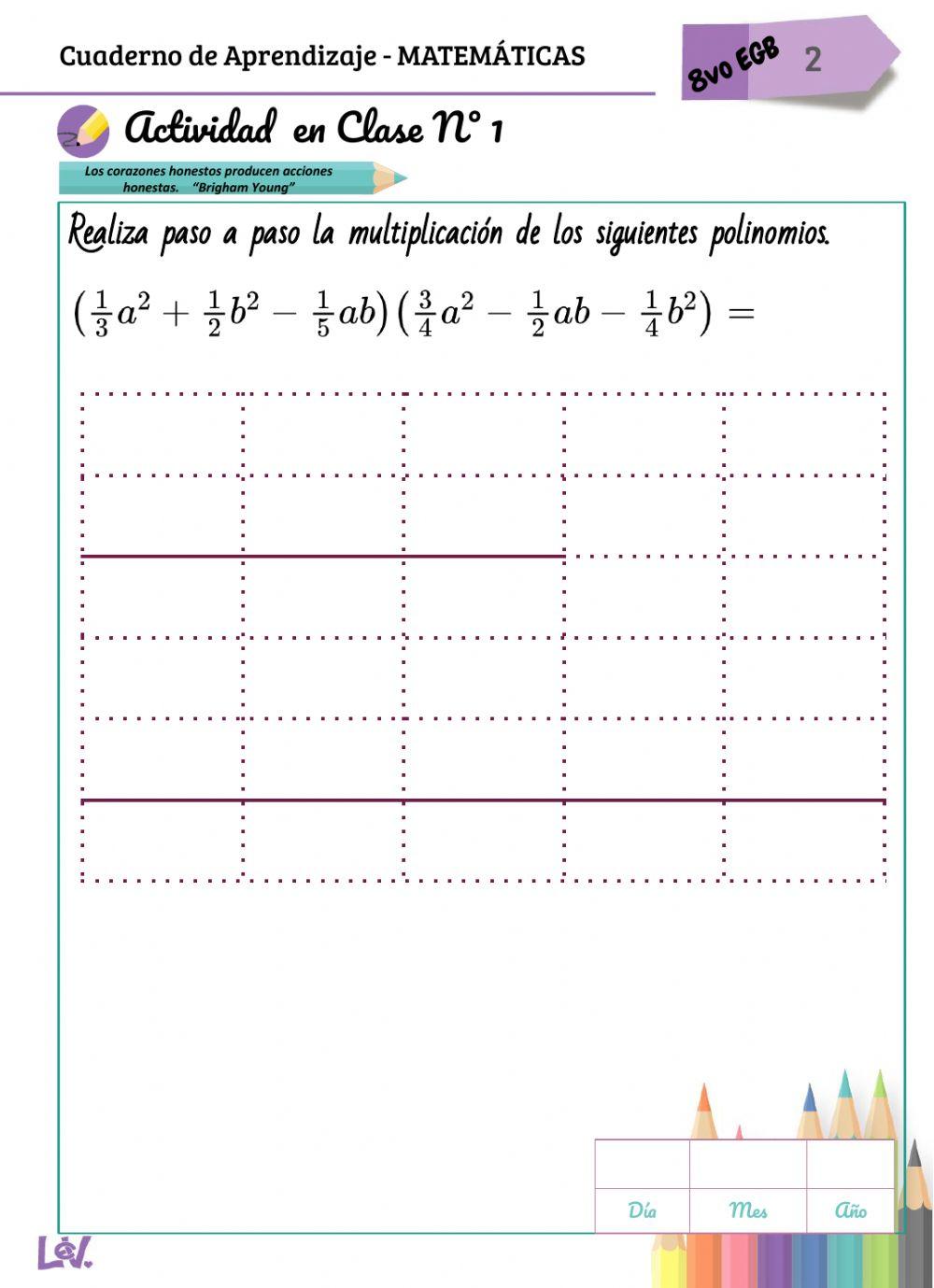 Multiplicar polinomios - lev worksheet | Live Worksheets