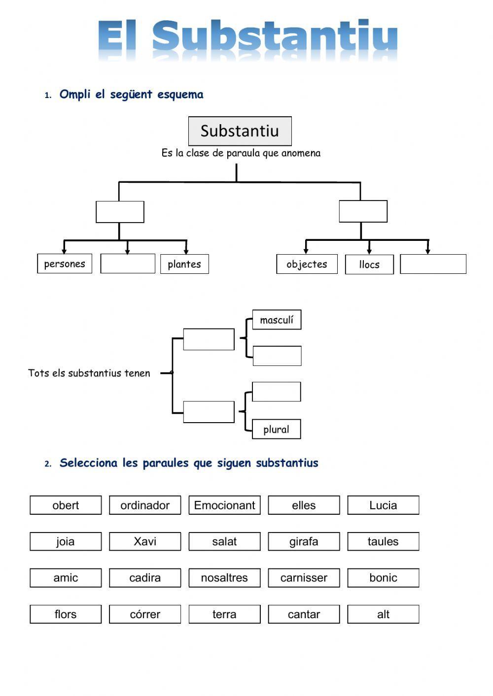 Els Substantius | Free Interactive Worksheets | 1585769