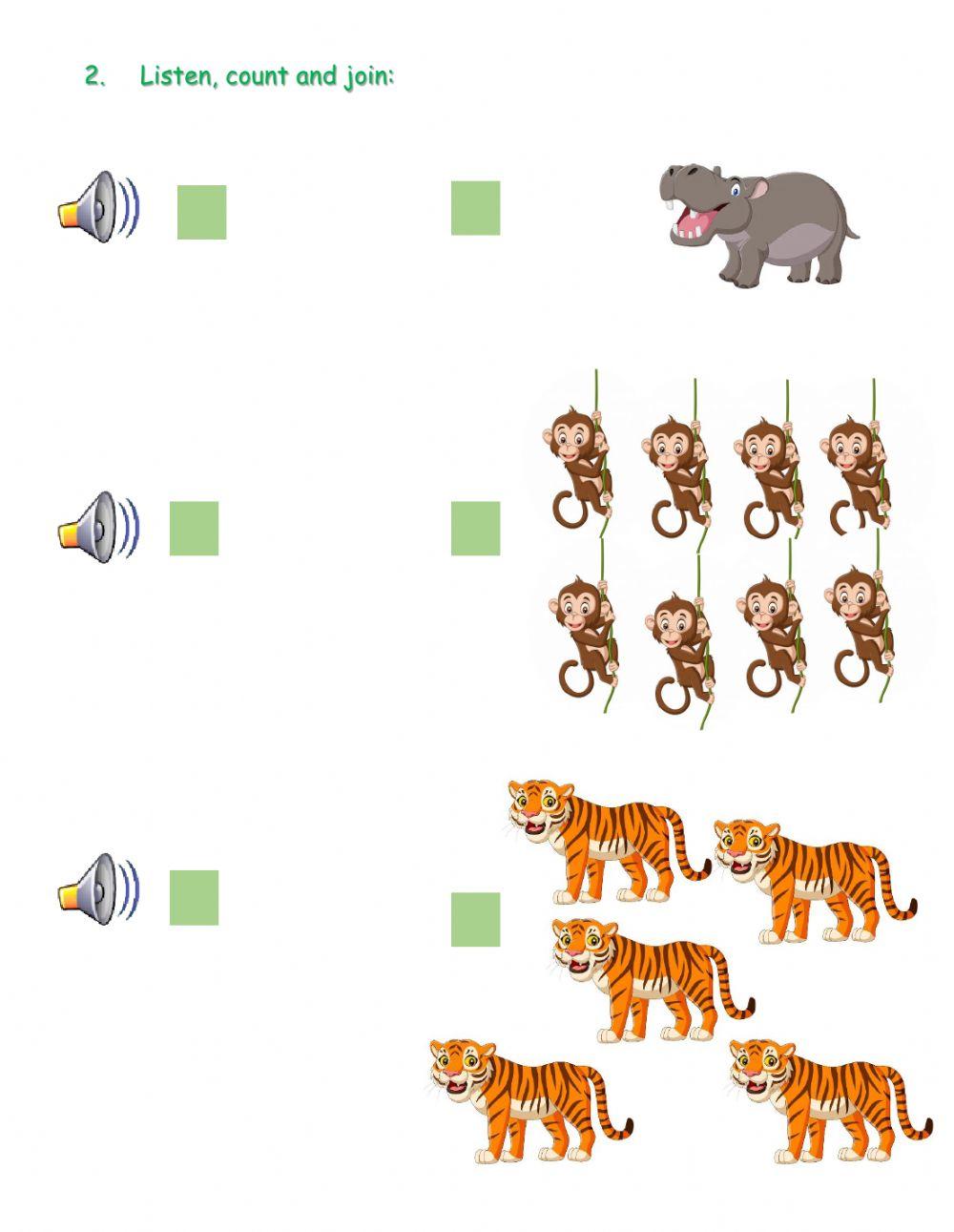 Jungle Animals online pdf worksheet for KG | Live Worksheets