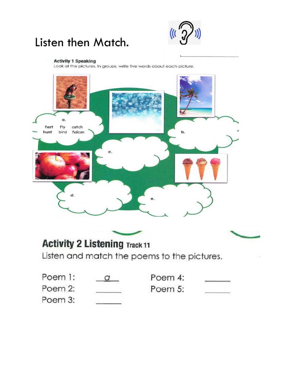 Unit3 Lesson 9 ..Listen Match worksheet | Live Worksheets