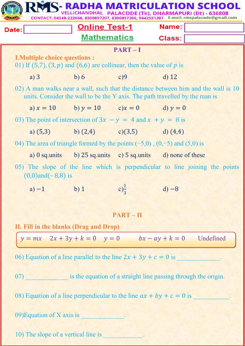 X Std Maths 471170 | RMSPALACODE | Live Worksheets