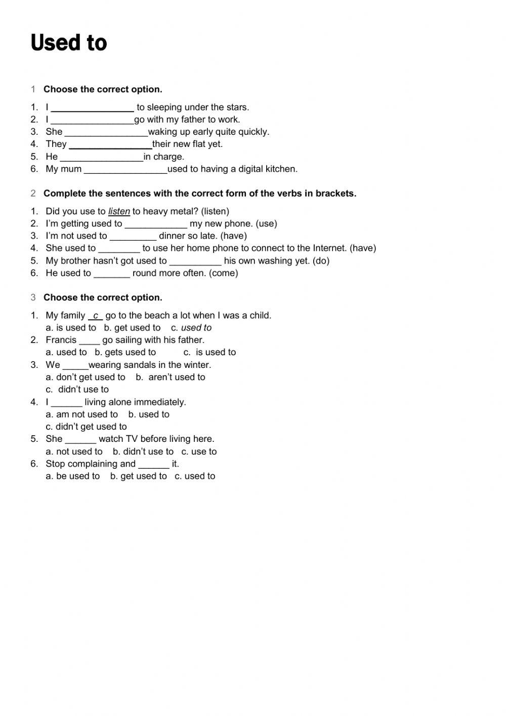 Used to | Free Interactive Worksheets | 471356