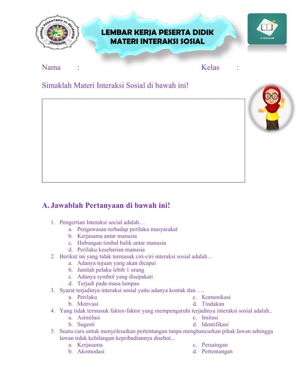 Materi IPS Interaksi Sosial worksheet | Live Worksheets