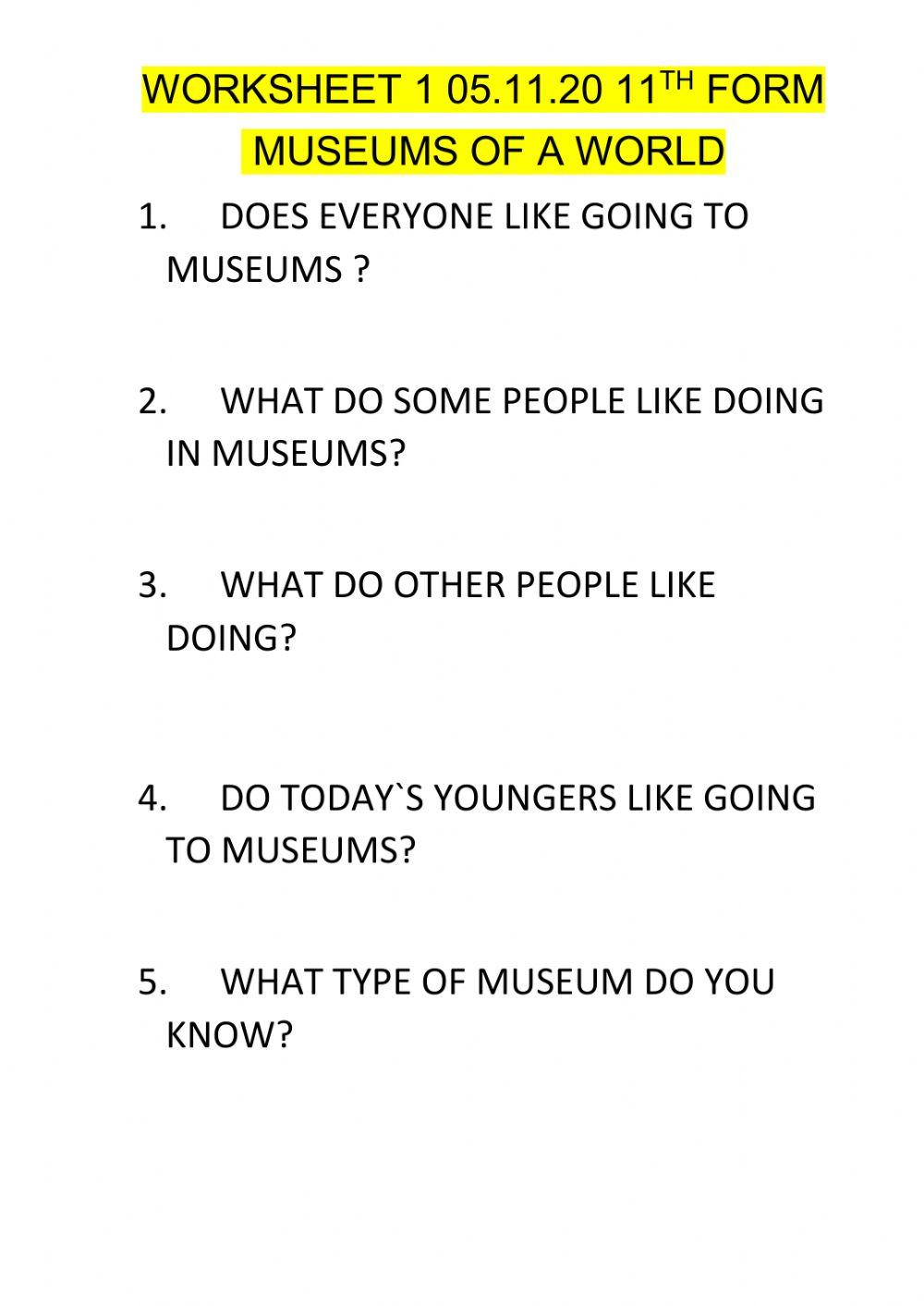 Museums 0416 | Iryna | Live Worksheets