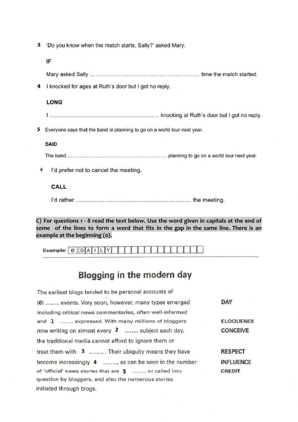Mock Pre-Avanzado 2020 Ro worksheet | Live Worksheets