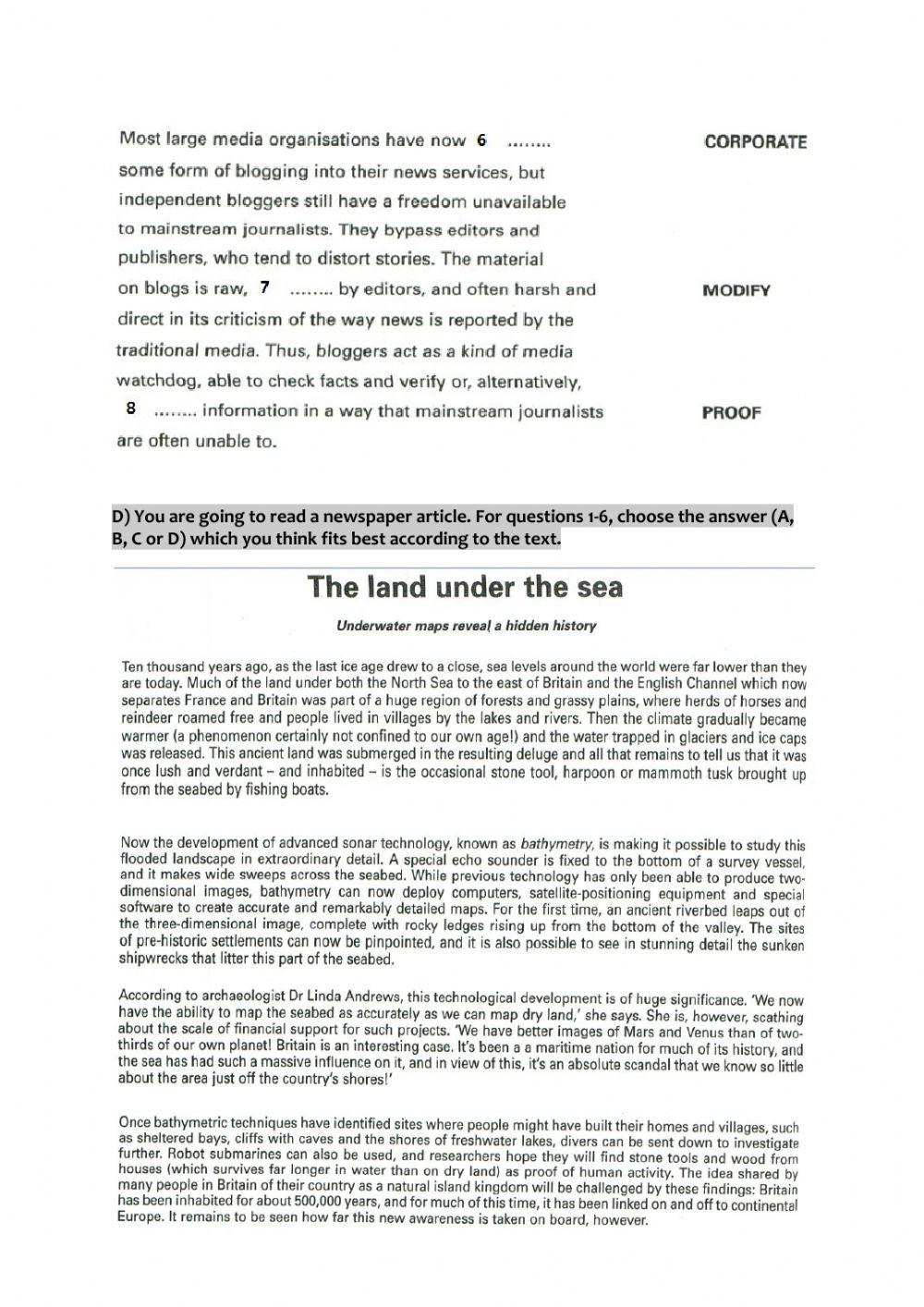 Mock Pre-Avanzado 2020 Ro worksheet | Live Worksheets