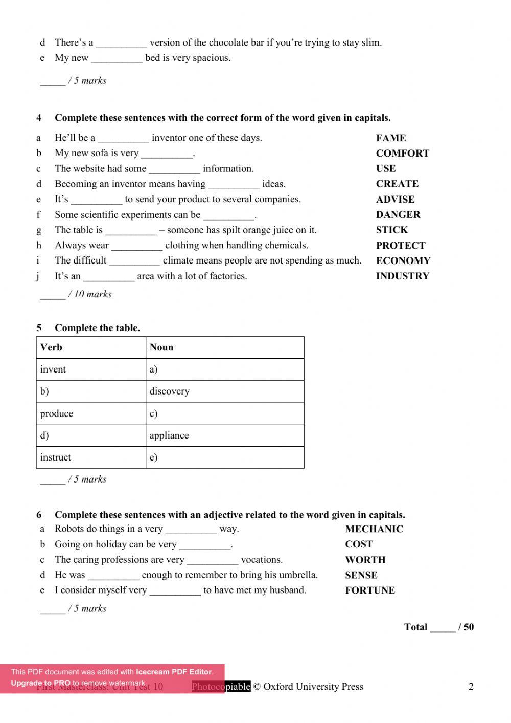 Unit test 10 worksheet | Live Worksheets