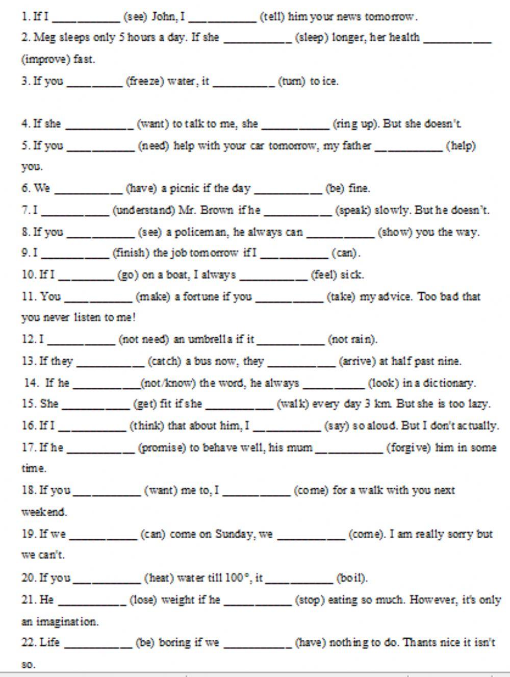 0, 1 and 2 Cond… | Free Interactive Worksheets | 6202172