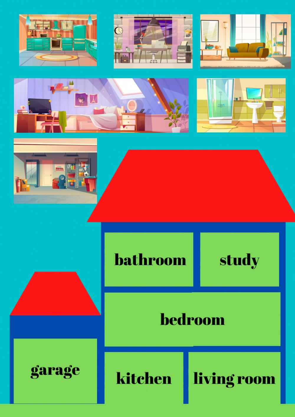 Parts of the house2 worksheet | Live Worksheets