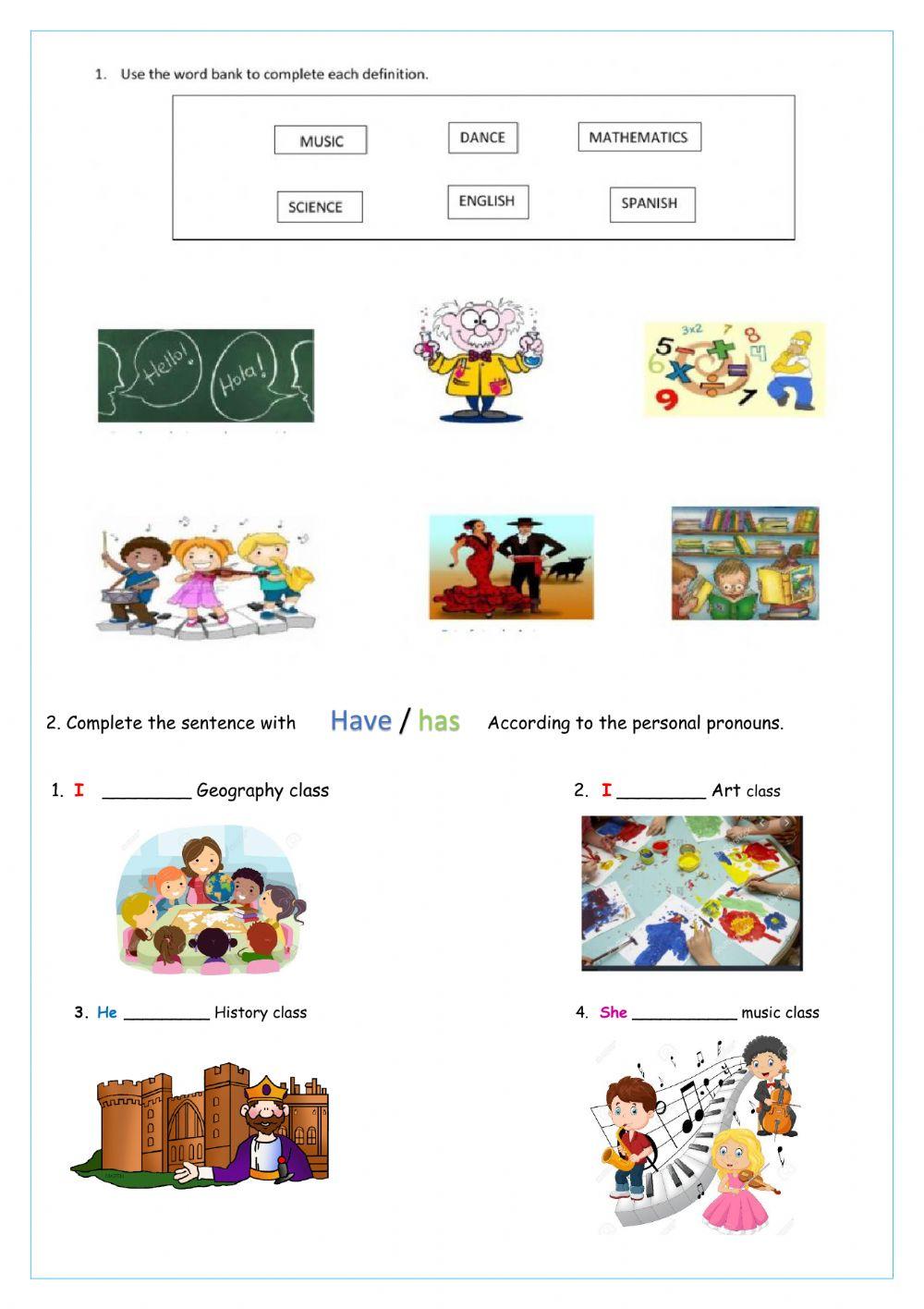 School classes 0426 | anamg19 | Live Worksheets