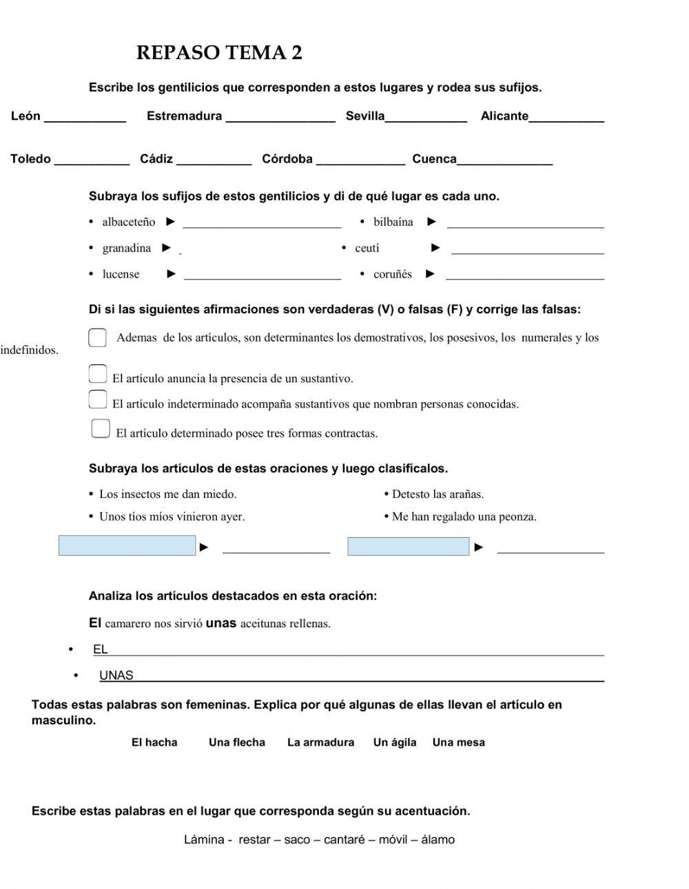 Lengua gentilic… | Free Interactive Worksheets | 472824