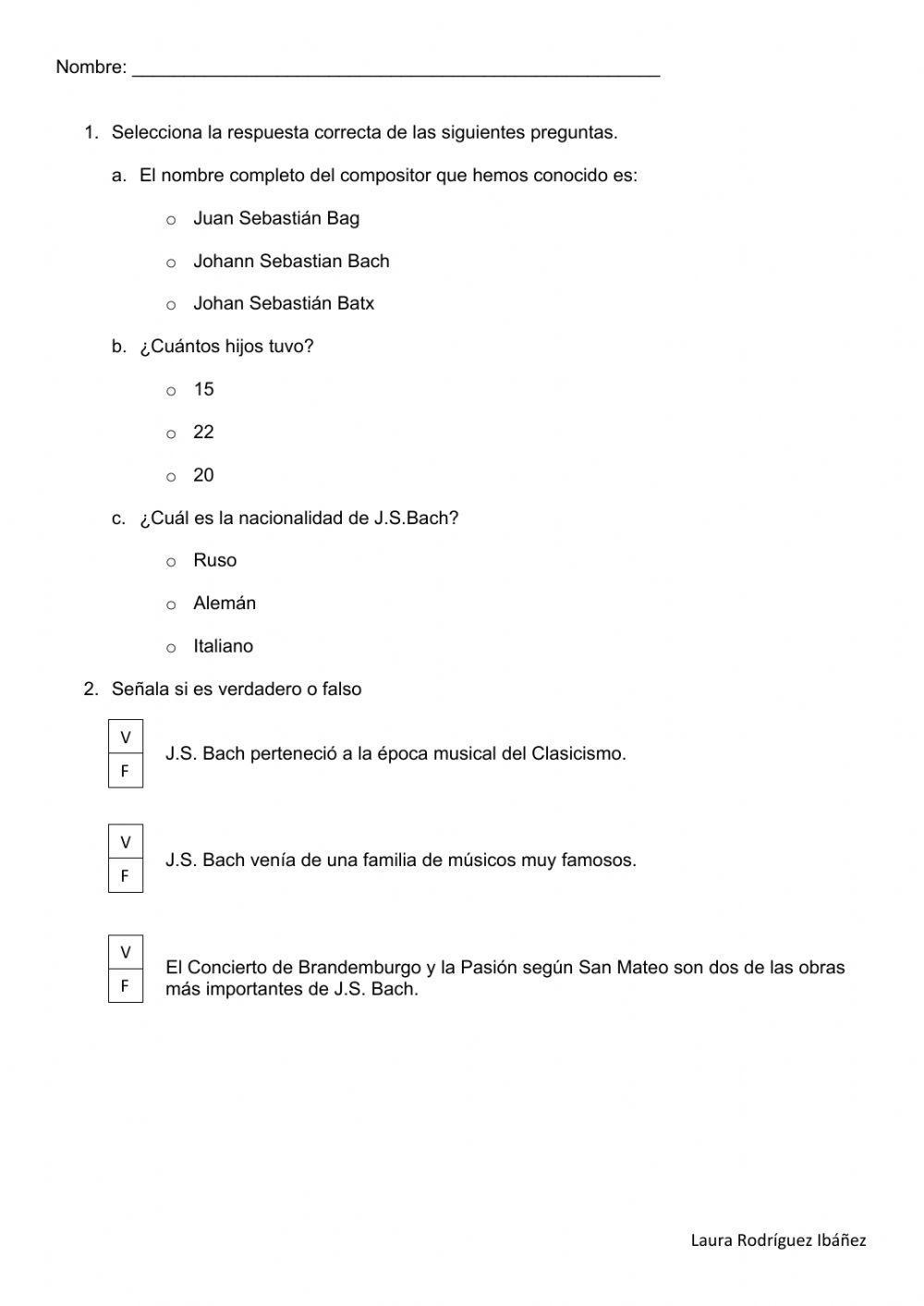 J.S.Bach | Free Interactive Worksheets | 472412