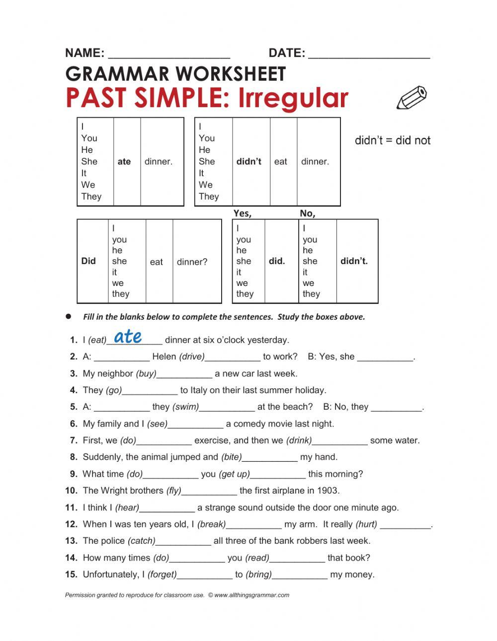 Past simple - Irregular verbs online activity for GEP2 | Live Worksheets
