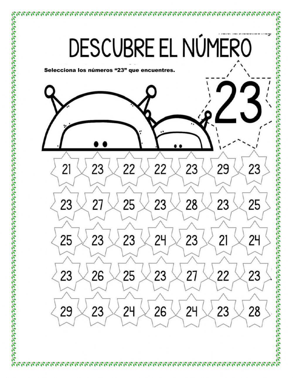 El número 23. interactive worksheet | Live Worksheets