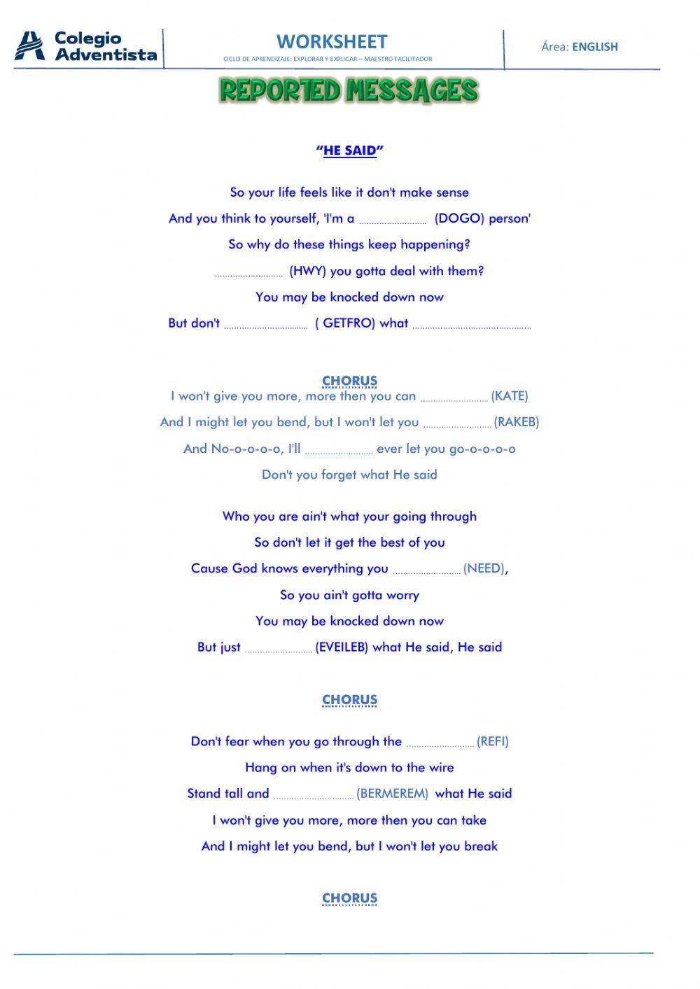 473047 | Reported messages | Lizes | LiveWorksheets