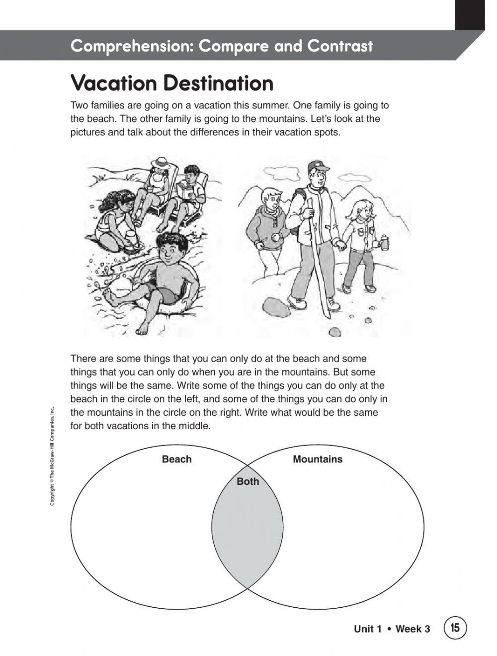 VENN DIAGRAM VACATION DESTINATION online exercise for | Live Worksheets