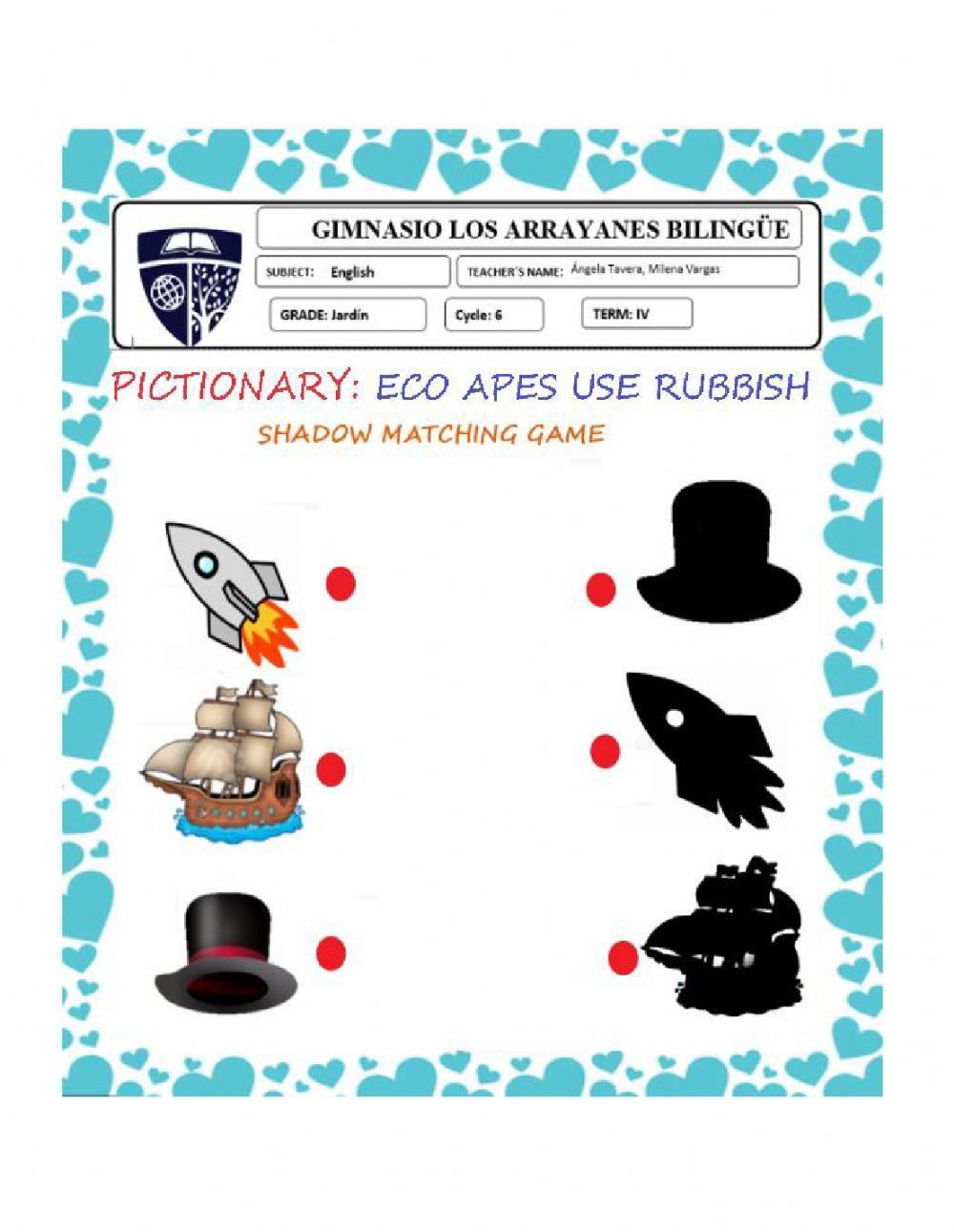 Pictionary Eco Apes Use Rubbish worksheet | Live Worksheets