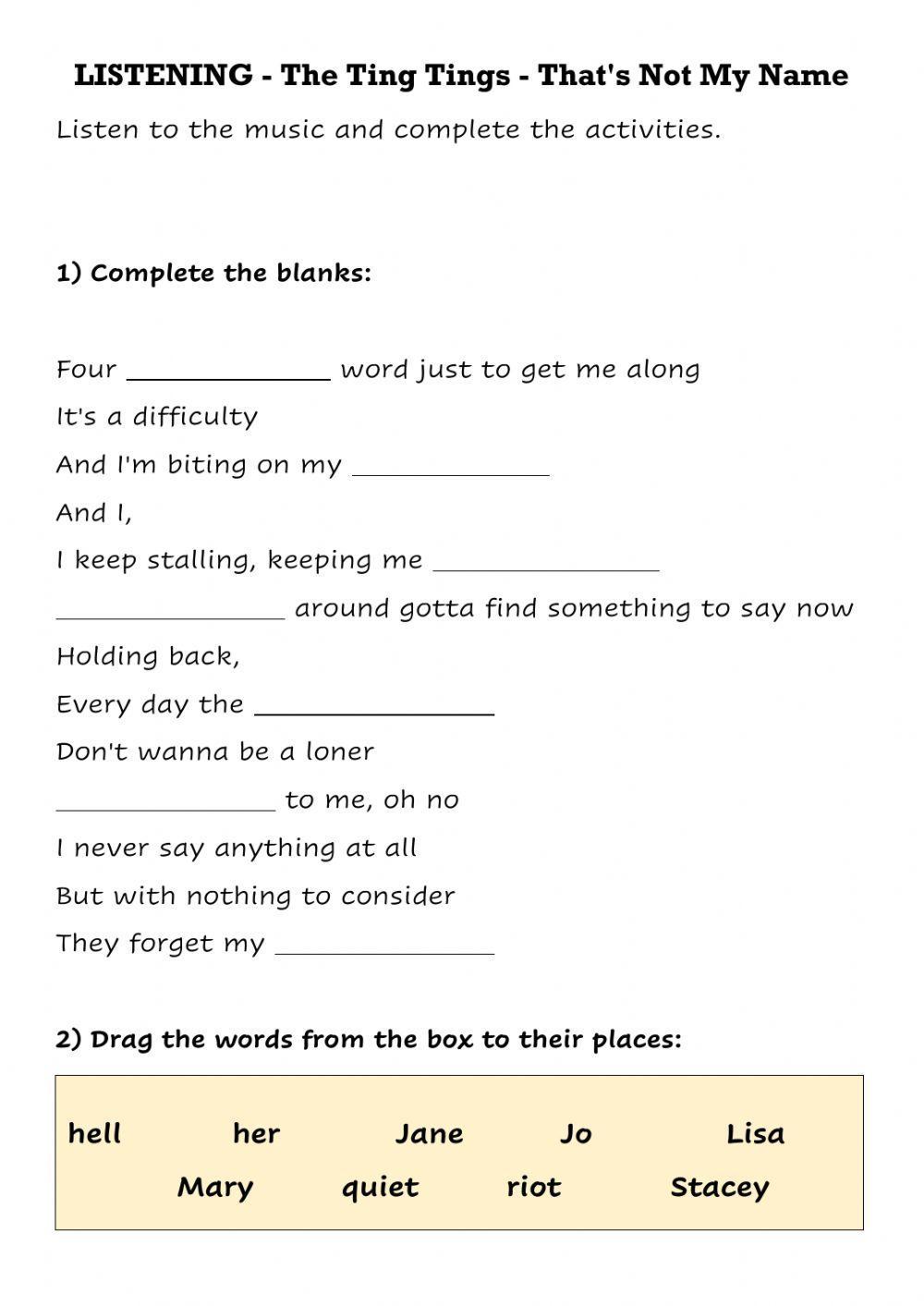 LISTENING - The Ting Tings - That's Not My Name