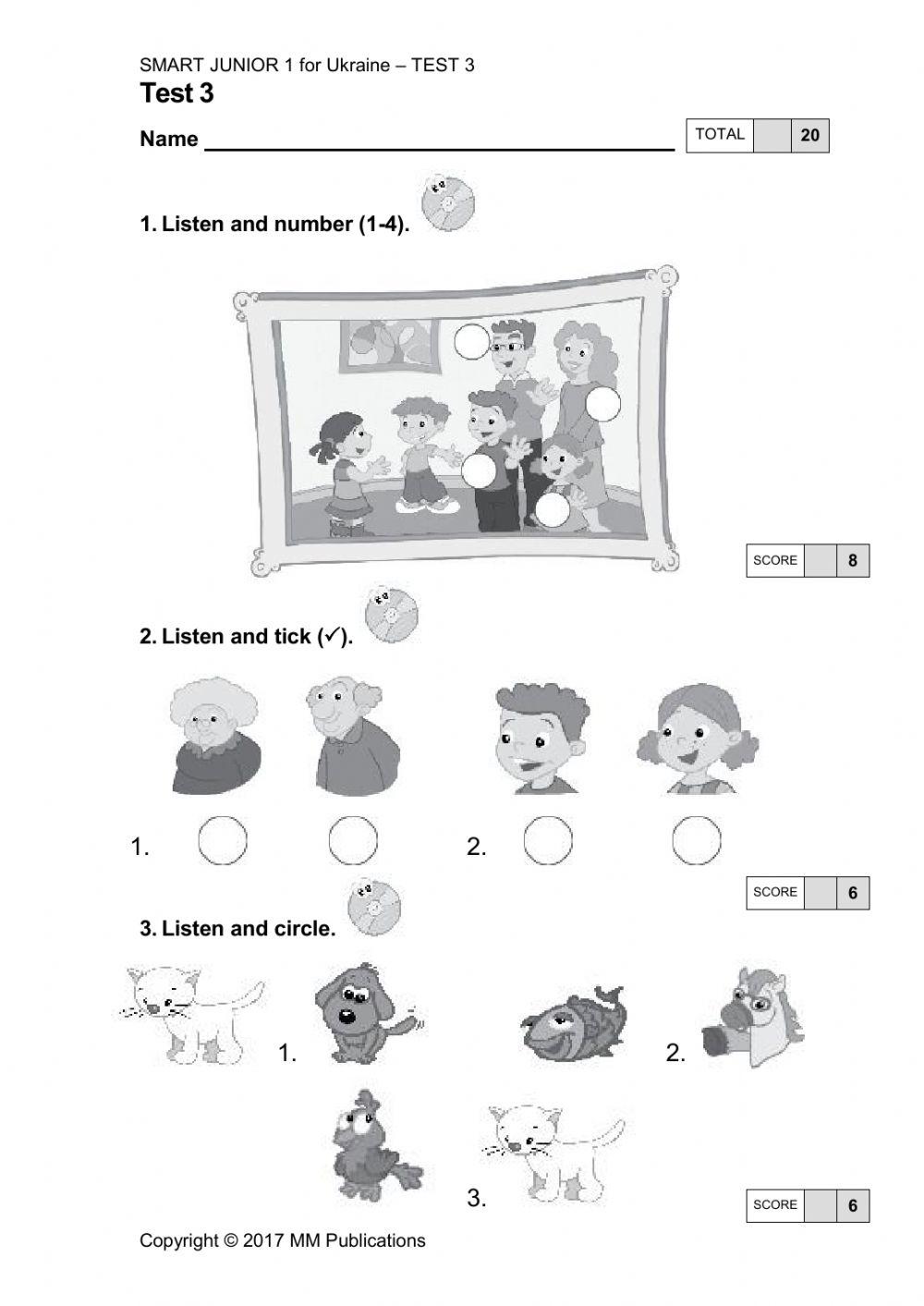 Smart Junior 1 test 3 6204554 | Iryna | Live Worksheets