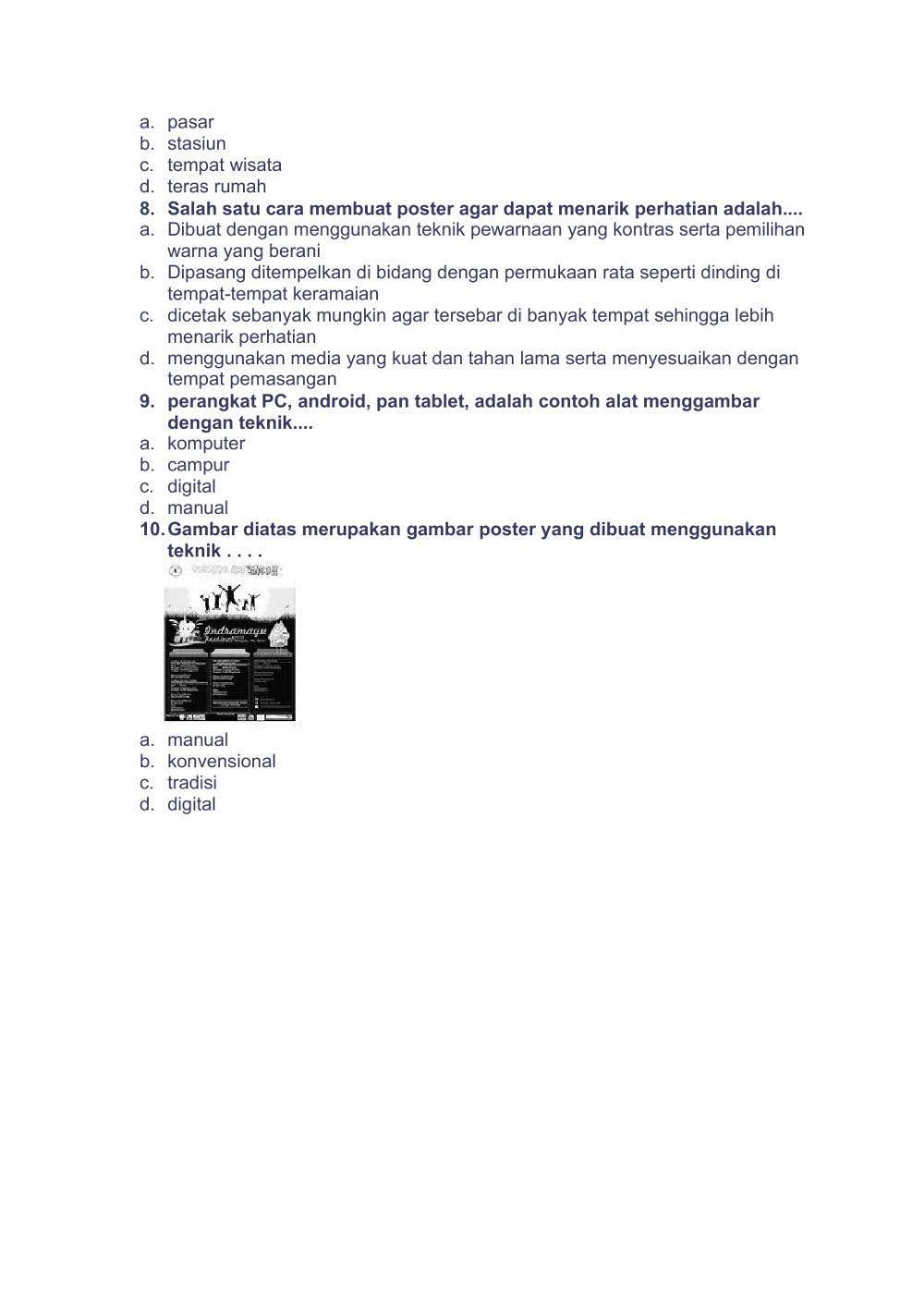 Menggambar Poster worksheet | Live Worksheets