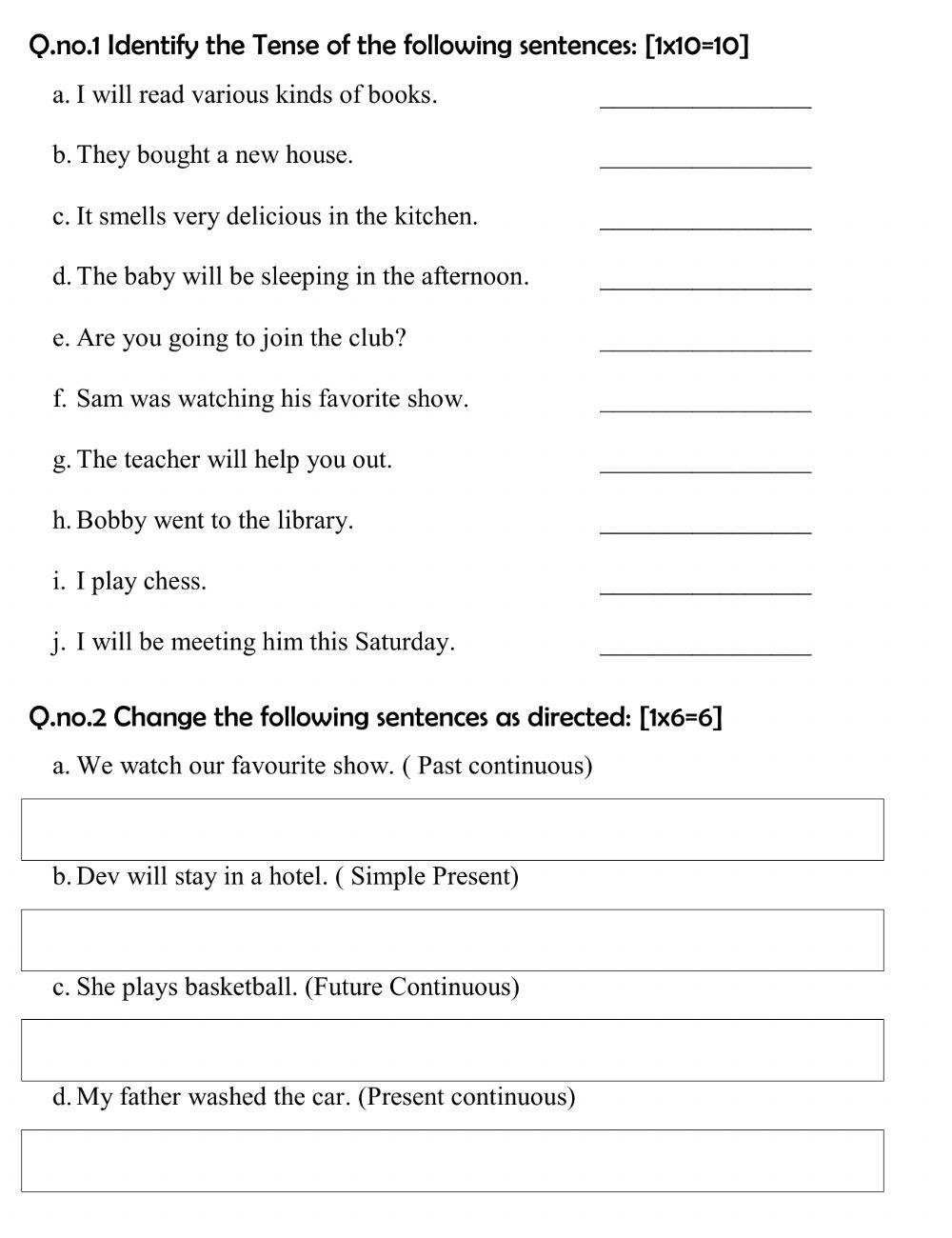 Tense activity | Live Worksheets