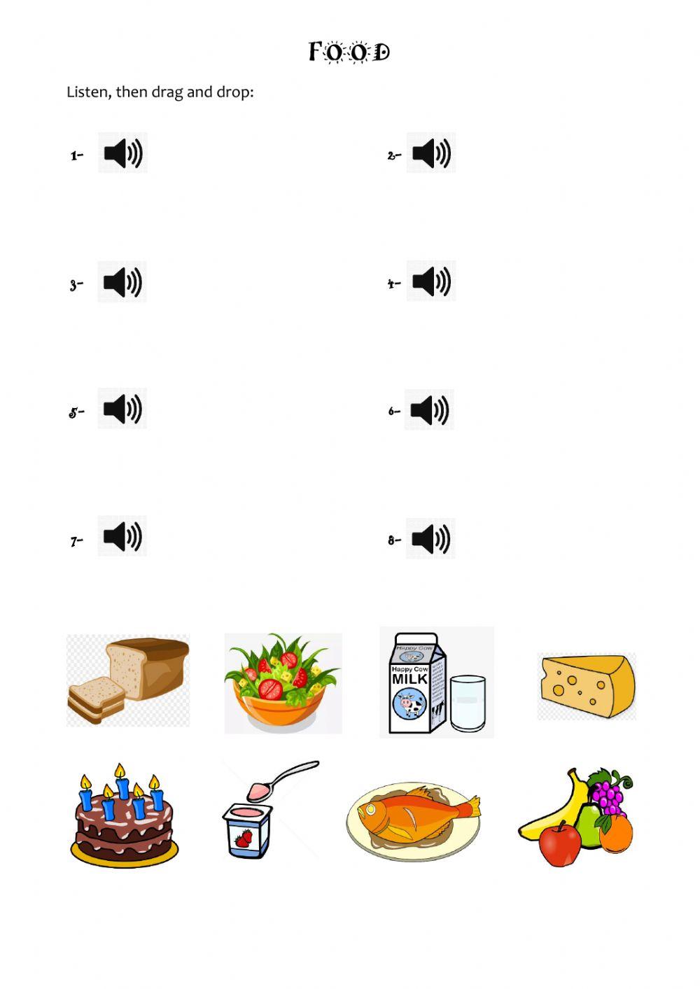 Food online exercise for Grade 1 | Live Worksheets