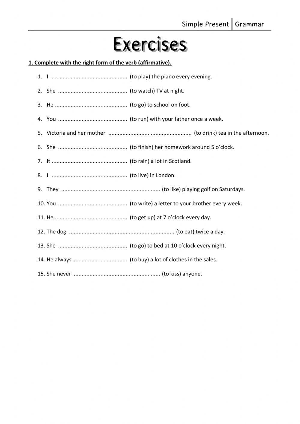 Simple Present online exercise for 3 | Live Worksheets