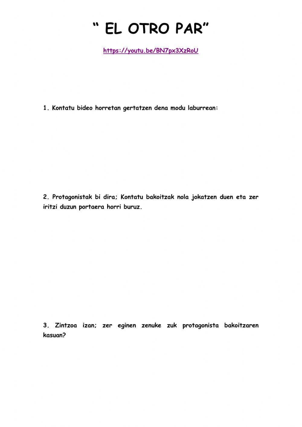 El otro par worksheet | Live Worksheets