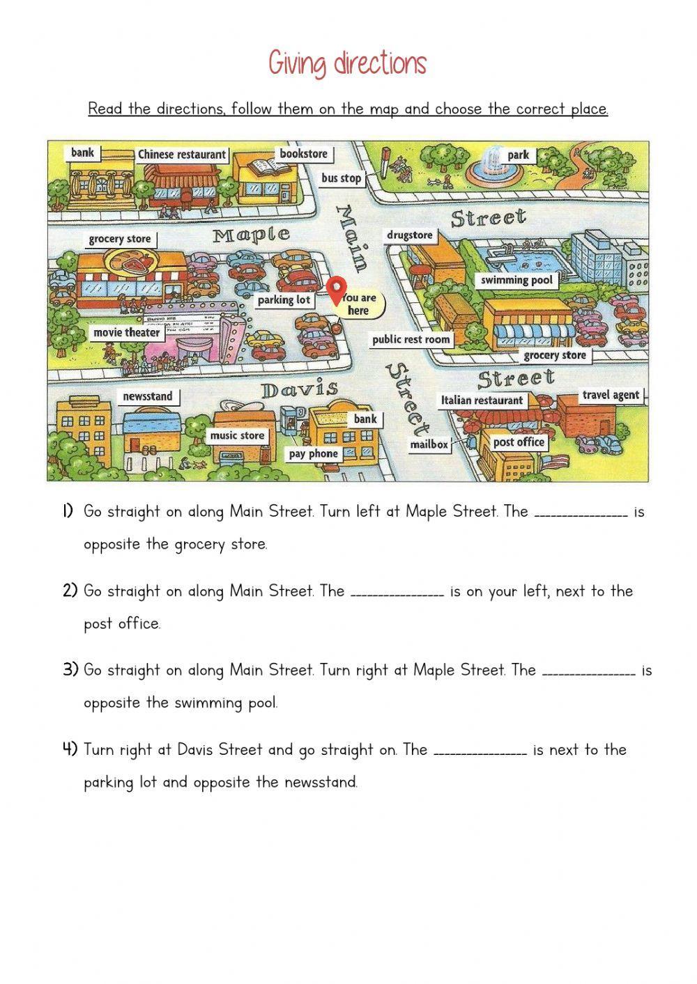 Giving directio… | Free Interactive Worksheets | 475918