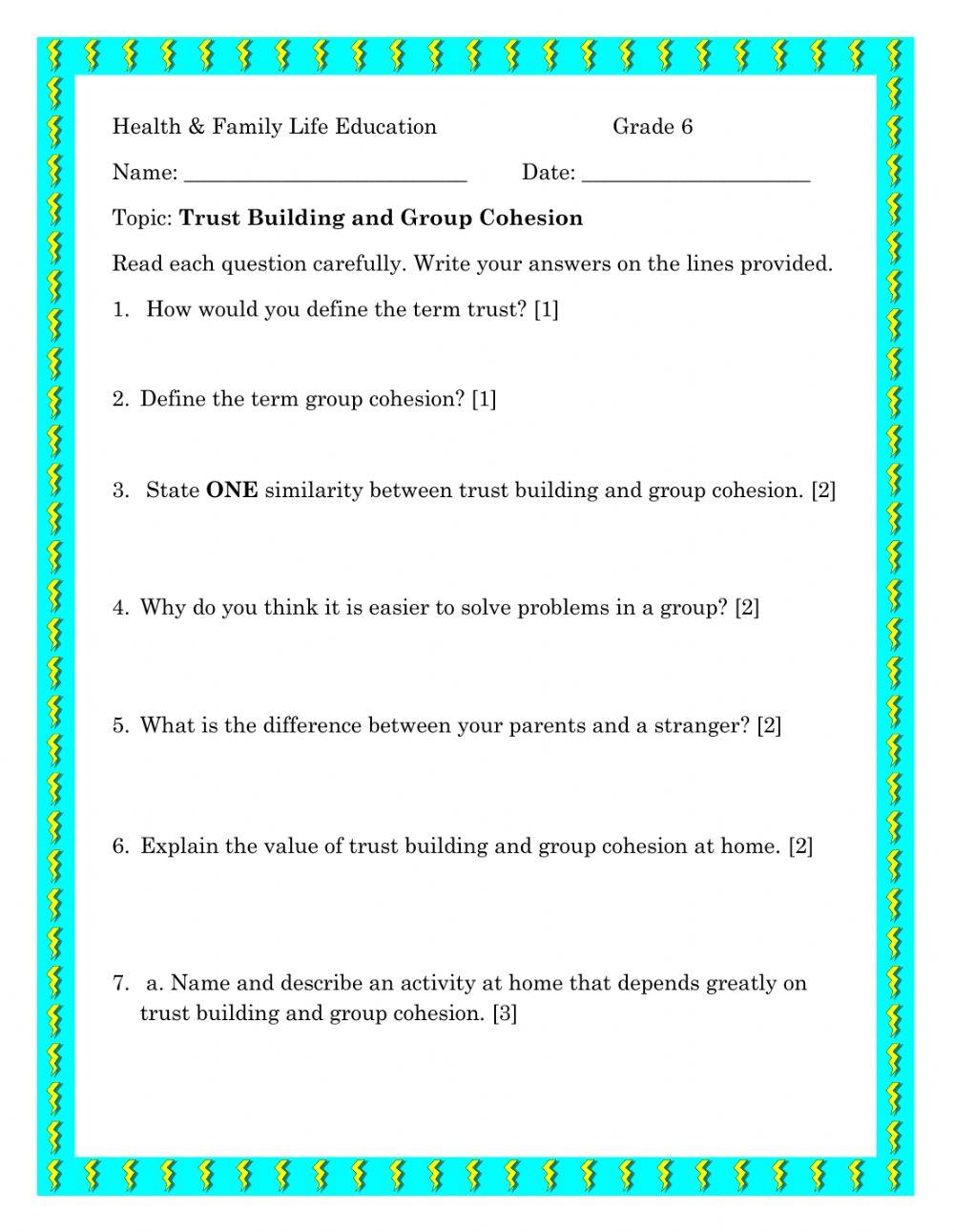 Trust Building … | Free Interactive Worksheets | 6207335