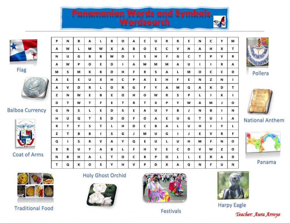 Panamanian symbols puzzle worksheet | Live Worksheets
