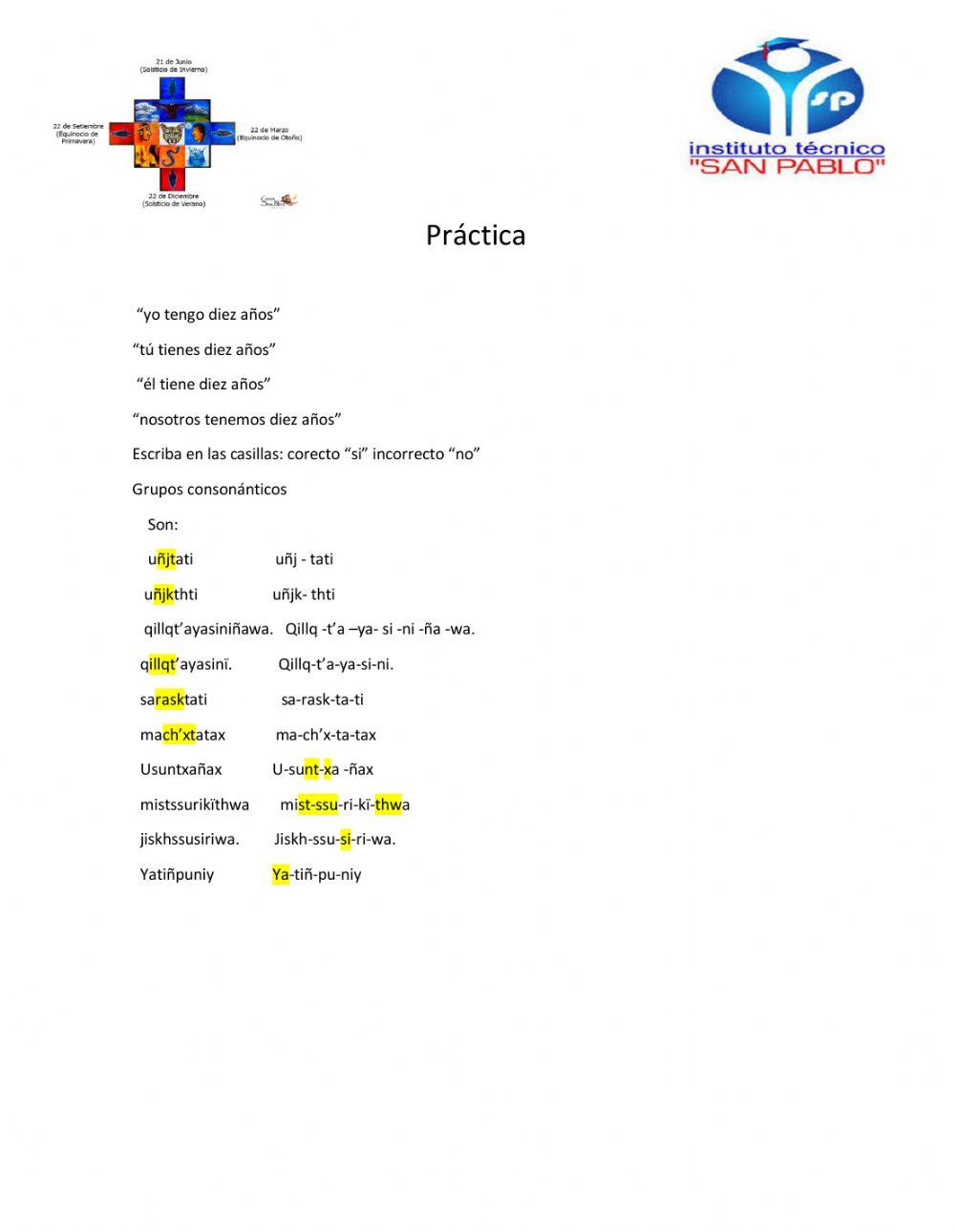 Qullañ uta interactive worksheet | Live Worksheets