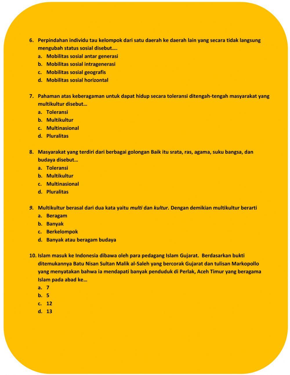 Ulangan IPS KLS 8 KE- 4 worksheet | Live Worksheets