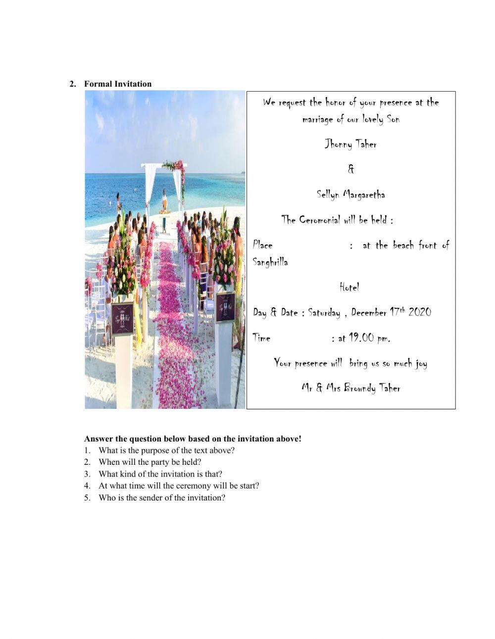 Invitation Card online exercise for | Live Worksheets