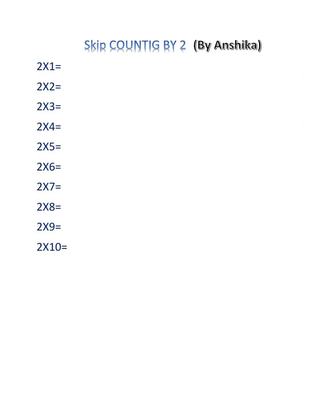 Skip Counting by 2 activity | Live Worksheets