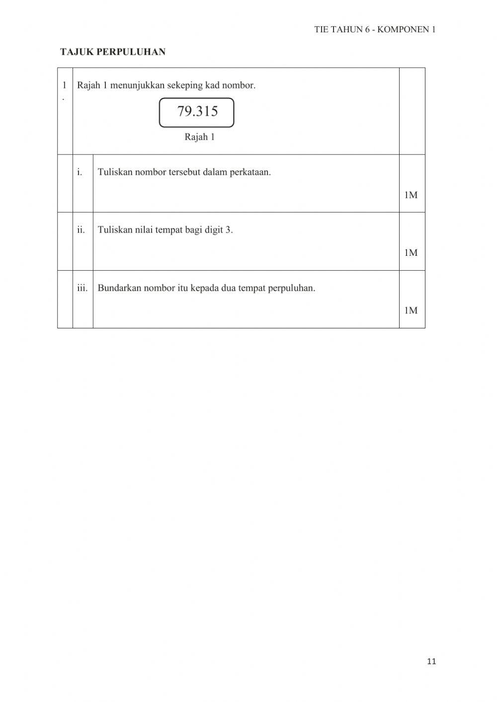 TIE-tahun 6 komponen 1 (set 5) worksheet | Live Worksheets