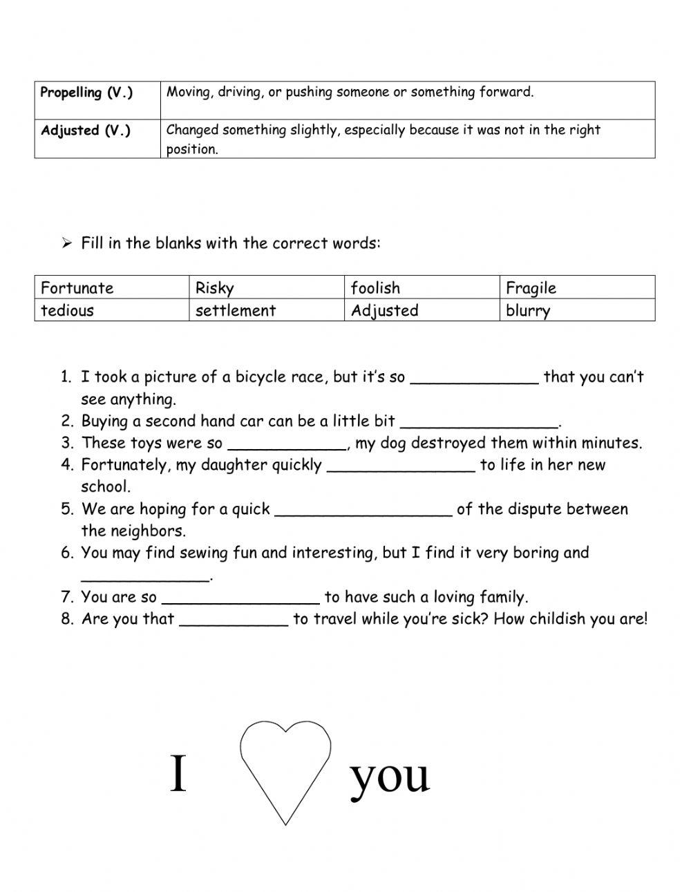 English vocabulary worksheet worksheet | Live Worksheets