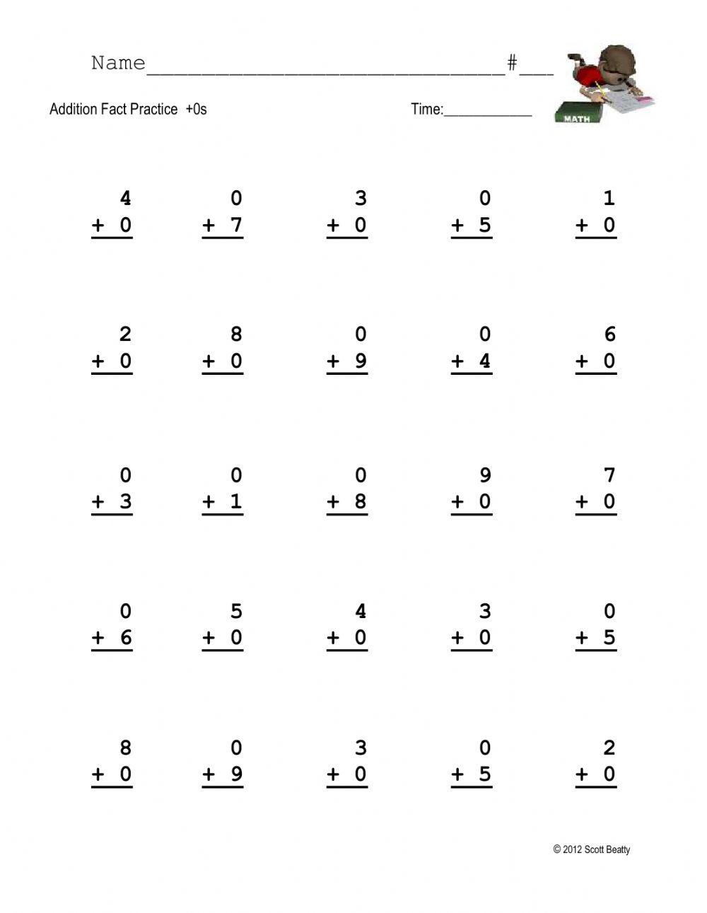 Zero Addition Facts -1 worksheet | Live Worksheets Zero Addition Facts -1 worksheet | Live Worksheets